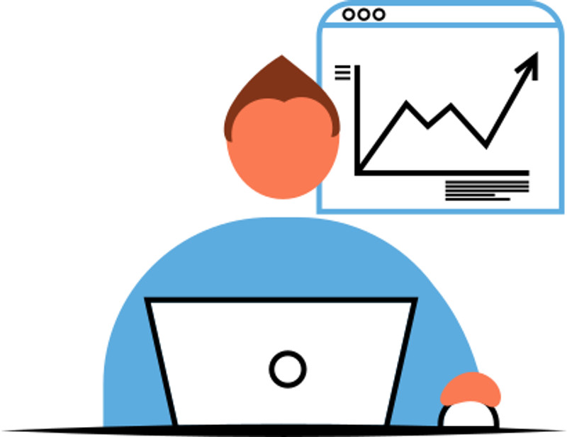 Free Man With Laptop And Graph Illustration SVG - Mediamodifier