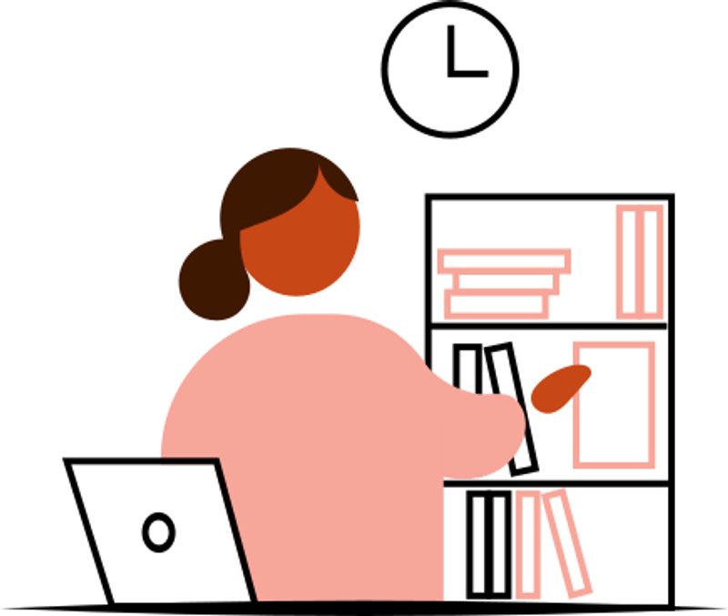 Free Woman Working In Library Illustration SVG - Mediamodifier