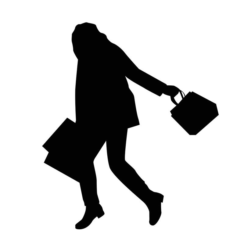 Free Woman with Shopping Bag in Both Hands SVG - Mediamodifier