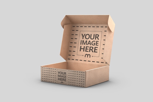 3D Cardboard Mailer Box Mockup Mediamodifier