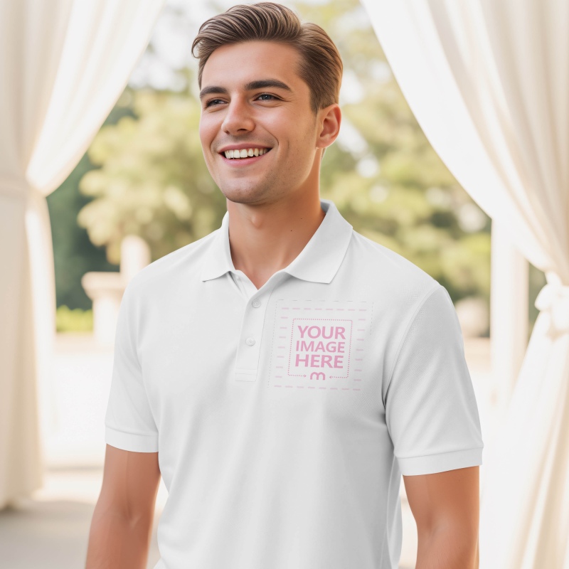 With Logo Polo Shirt Generator White Polo Shirt Template: Front & Back ...