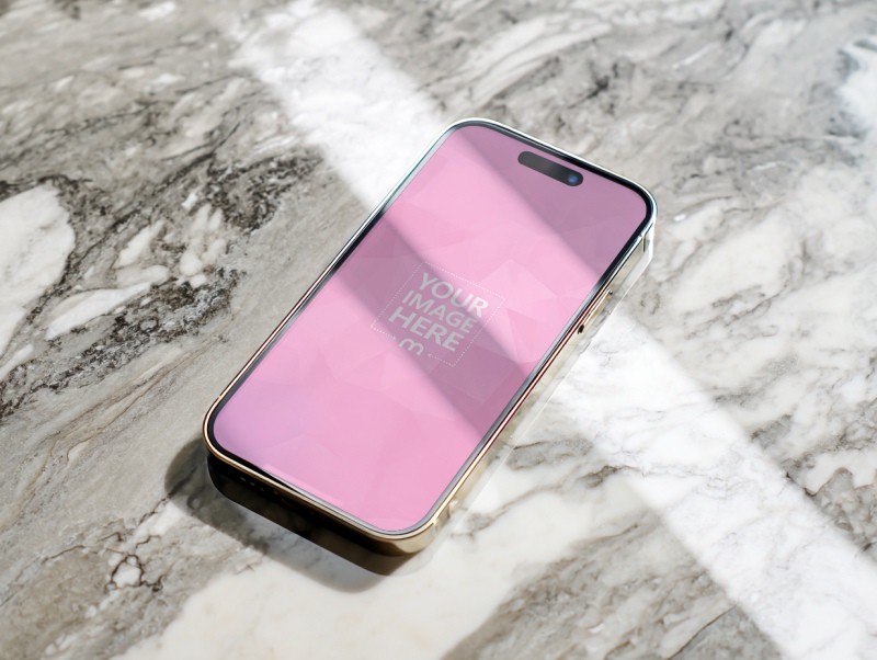 Smartphone Mockup on Stone Surface with Natural Light - Mediamodifier