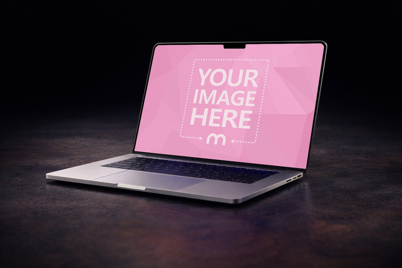 MacBook Pro M5 Mockup in Premium Dark Studio - Mediamodifier